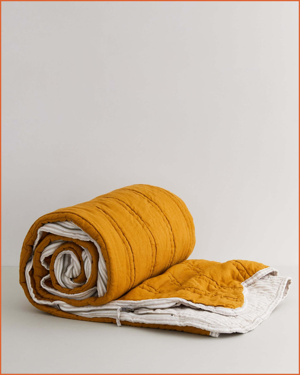 THE QUILTED SLEEPING BAG · GOLD & FLAX STRIPE – OF·THE·SUN